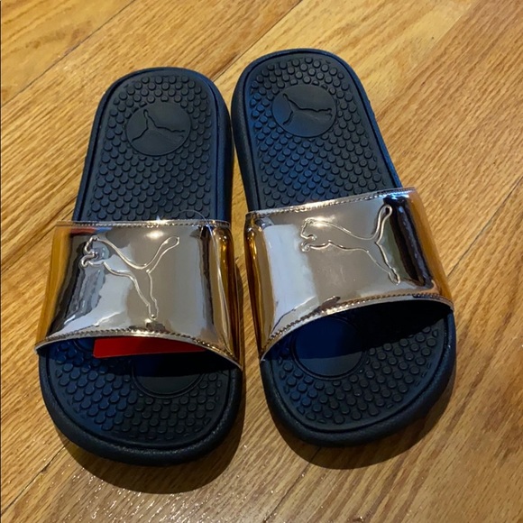 Puma | Shoes | Nwt Authentic Rose Gold And Black Puma Slides | Poshmark